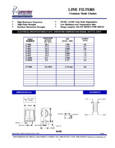 Common Mode Chokes (Line Filters) – Premier Magnetics