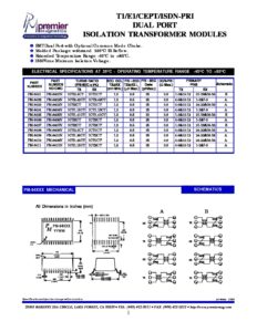 T1:CEPT DUAL Port SMD, 24 Pins Isolation Transformers – Premier Magnetics